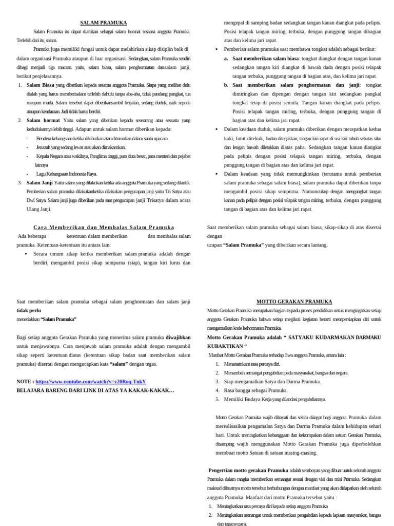 Materi Salam Pramuka, Motto Dan Lambang Pramuka | PDF