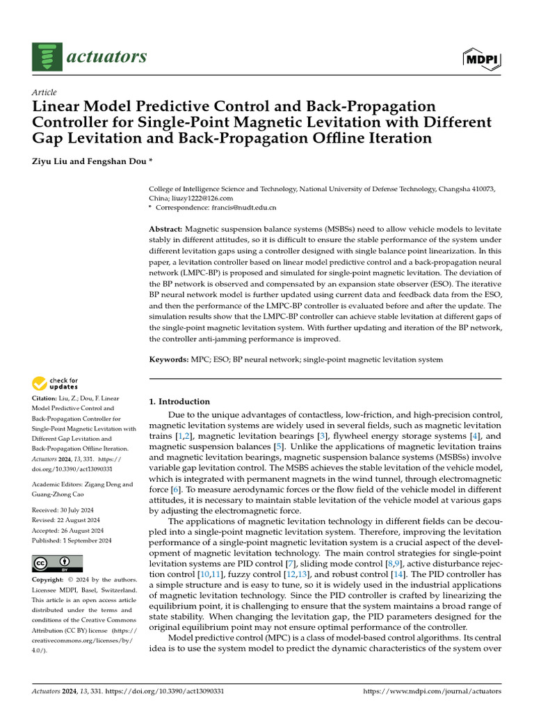 Linear Model Predictive Control and Back-Propagati | PDF
