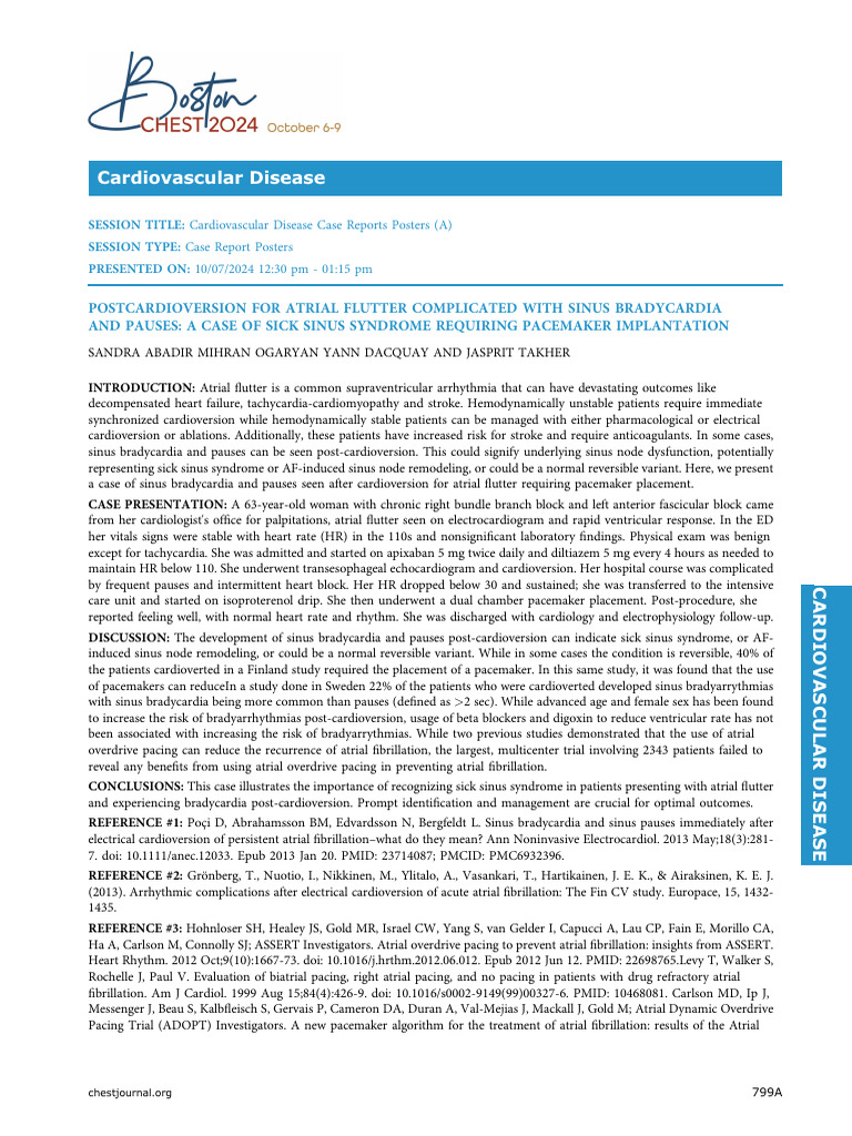 Postcardioversion For Atrial Flutter Complicated With Sinus Bradycardia ...