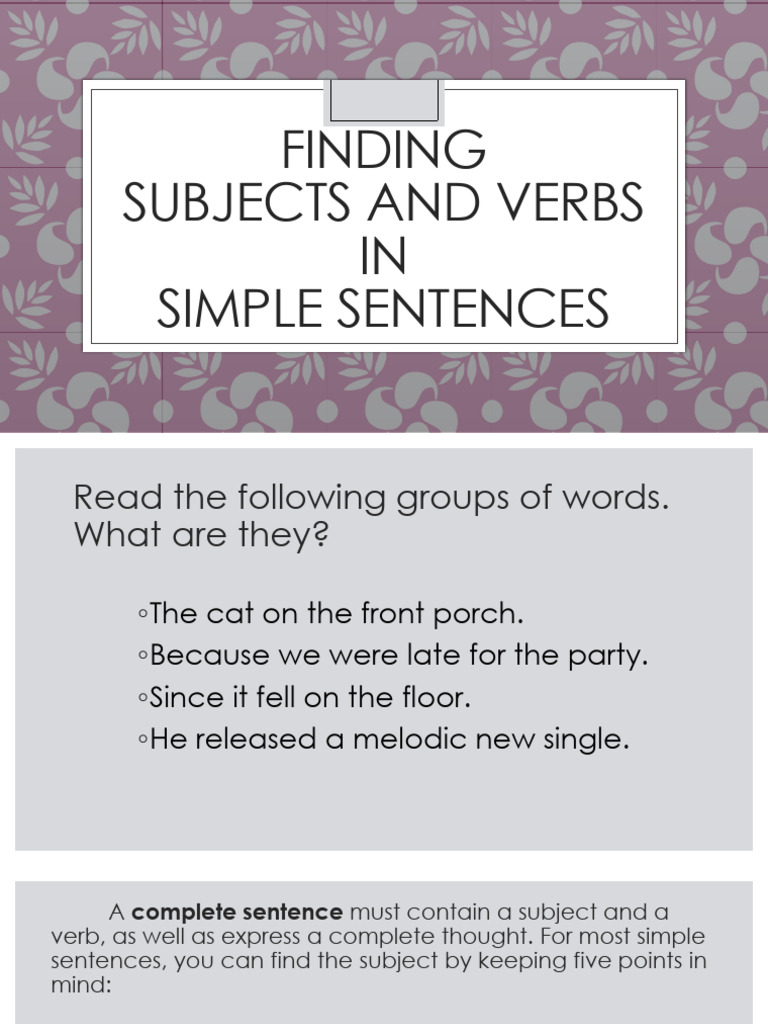Finding Subjects in Sentences | PDF