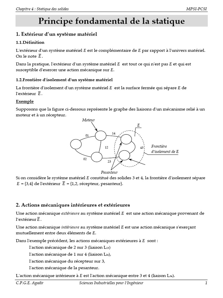 Principe Fondamental de La Statique 2021-Formulaire | PDF