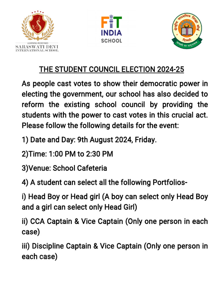 The Student Council Election 2024-25-1 | PDF