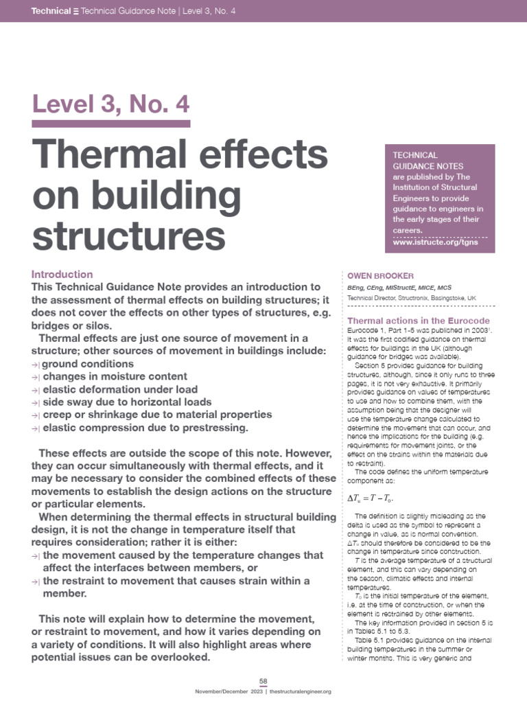 Technical Guidance Note Level 3 No 4 Thermal Effects On Building ...
