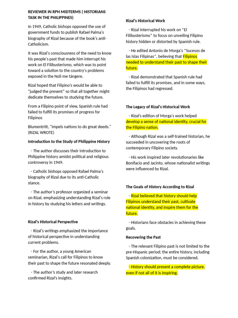 Historians Task in the Ph( Reviewer) | PDF