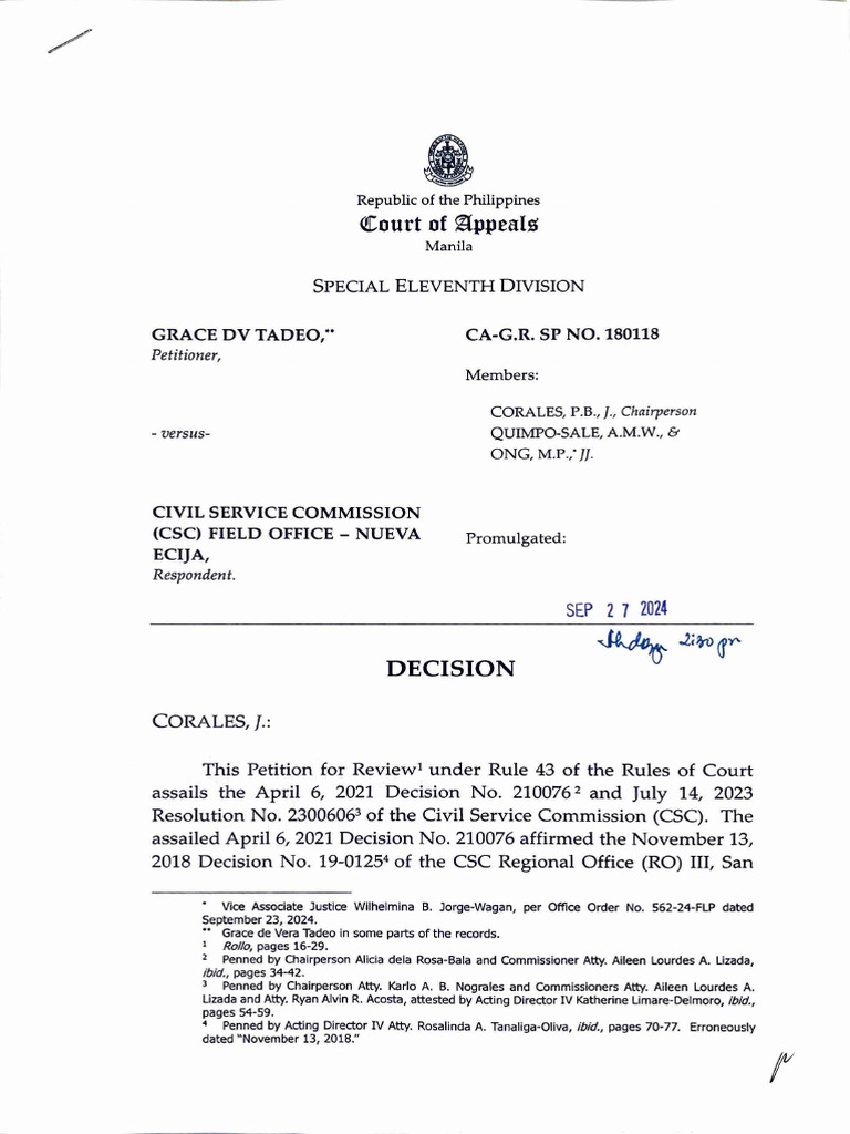 CSC Appointment Tadeo | PDF | Law