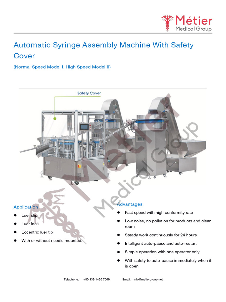 Automatic Syringe Assembly Machine with Safety Cover | PDF
