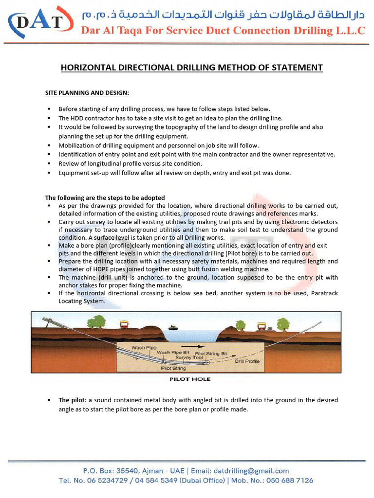 HDD - Method Statement - Normal Road Crossing (General) | PDF