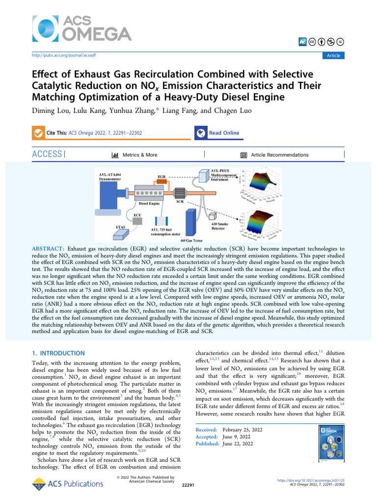 Lou Et Al 2022 Effect of Exhaust Gas Recirculation Combined With ...