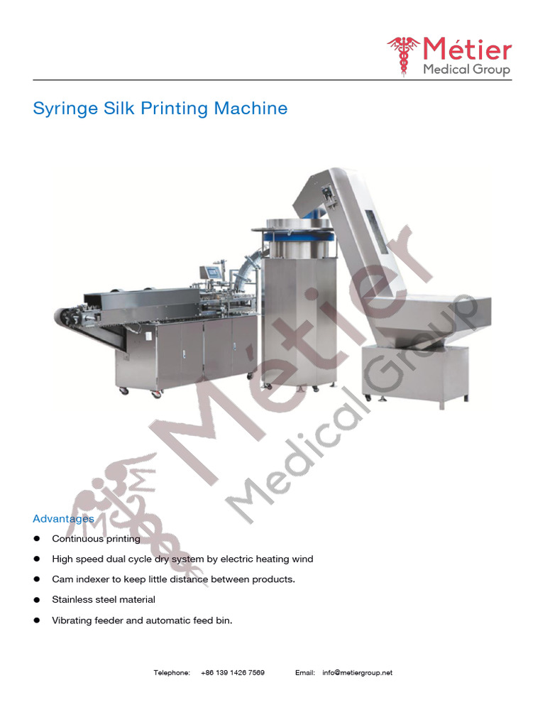 Automatic Syringe Silk Printing Machine | PDF
