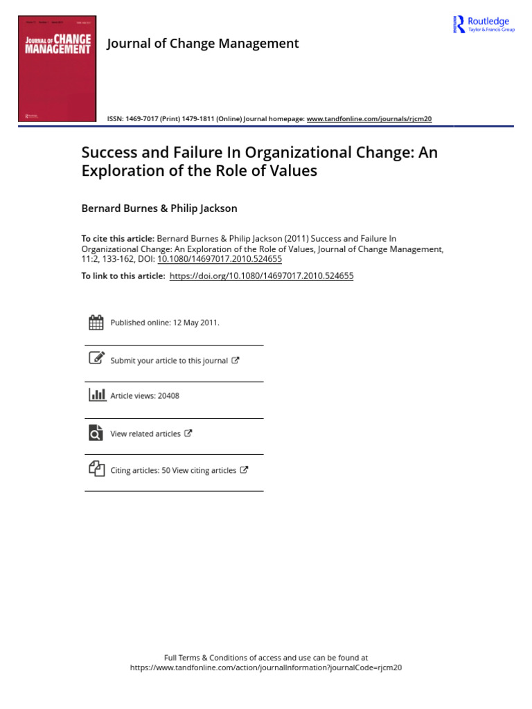 Success and Failure in Organizational Change An Exploration of The Role ...