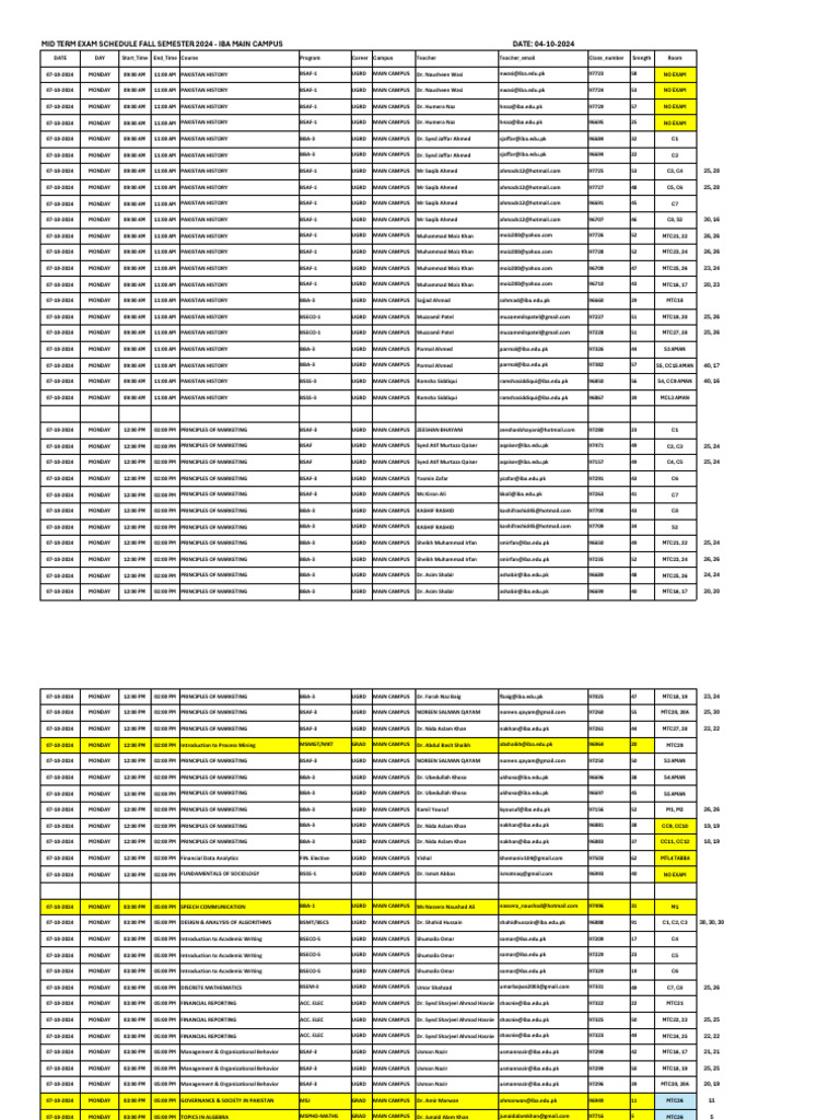 midterm-exam-schedule-fall2024-main-campus-rev6 | PDF