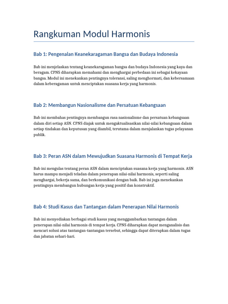 Rangkuman Modul Harmonis Per BAB | PDF