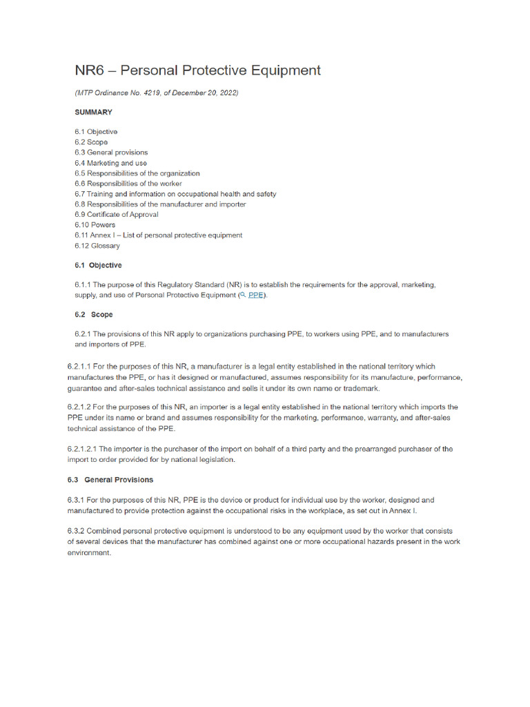 Brazil NR6 English 2024 | PDF