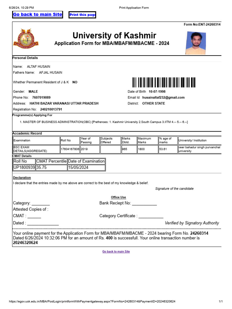 Print Application Form | PDF
