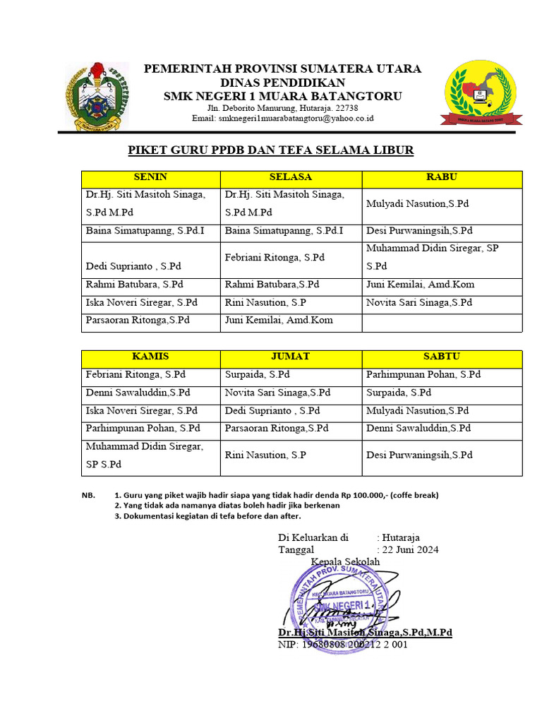 Jadwal Guru Pikrt PPDB Dan TEFA | PDF