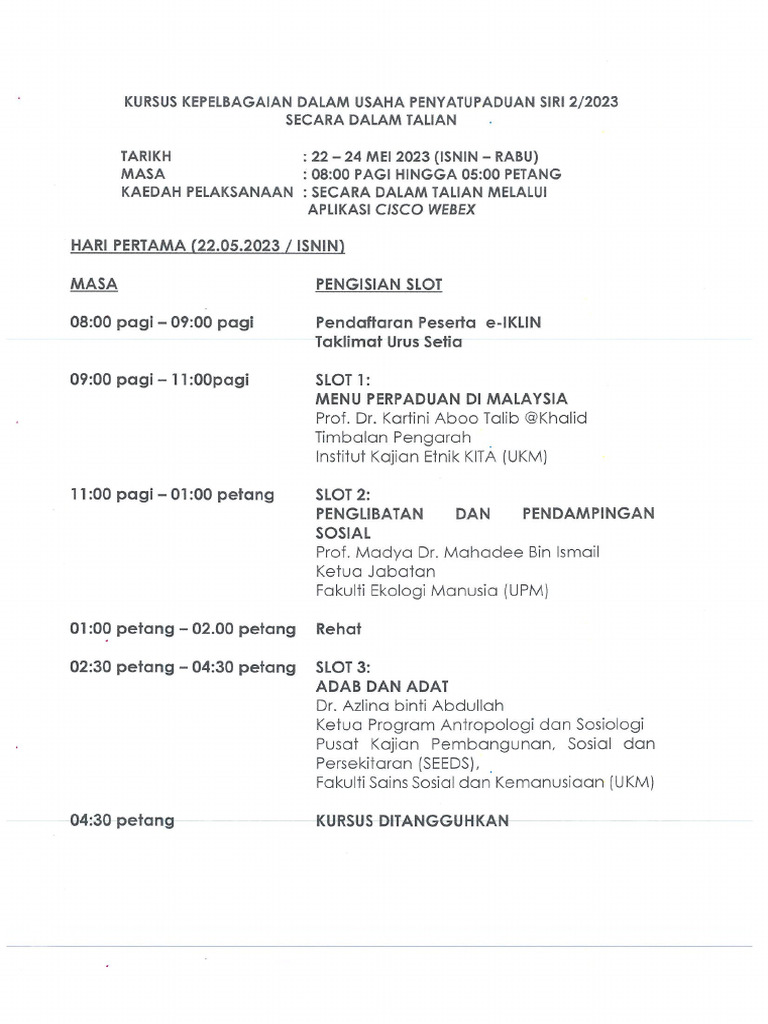 Atur Cara Kkdup Siri 2 2023 | PDF