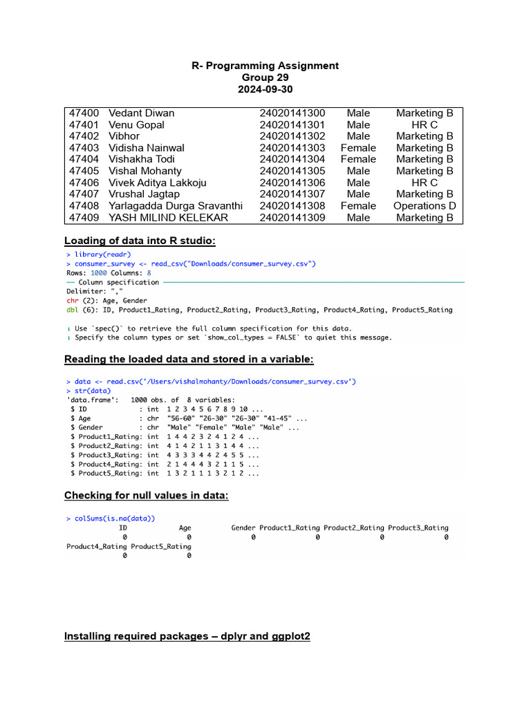 R Programming Group 29 | PDF