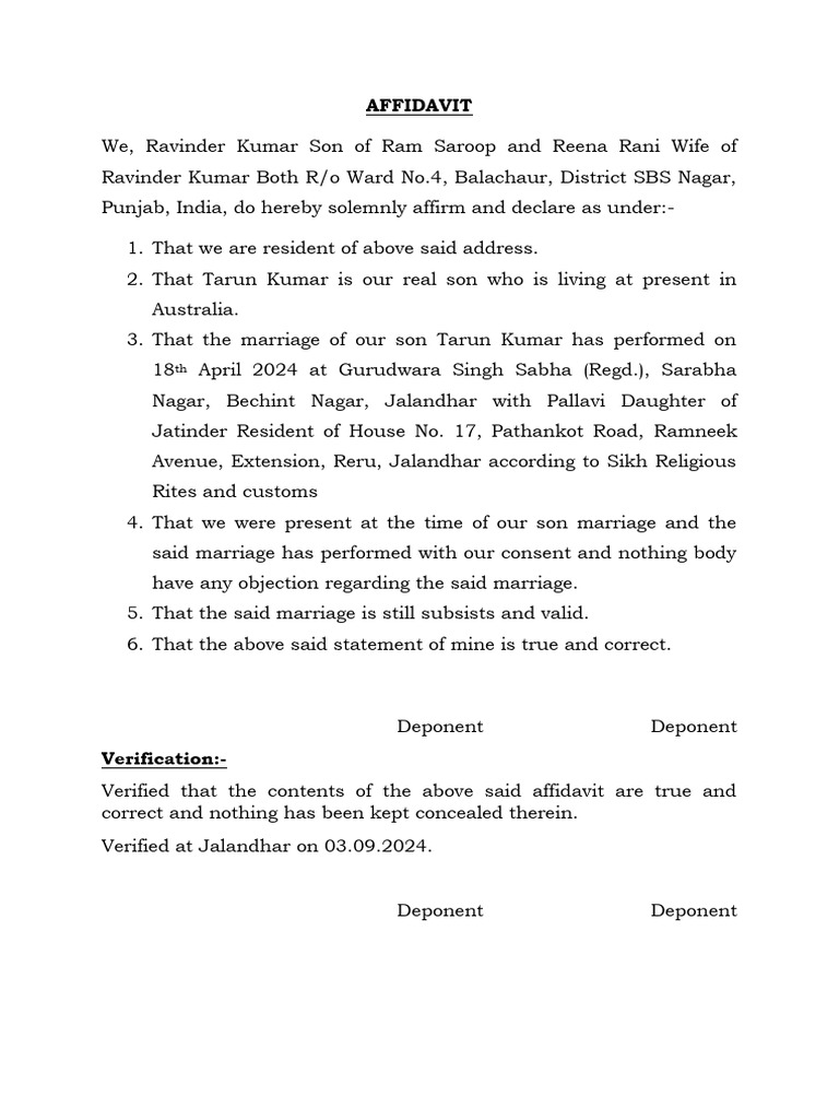 03.09.2024 Affidavits of Ravinder Kumar, Jatinder and Pallavi-1 | PDF