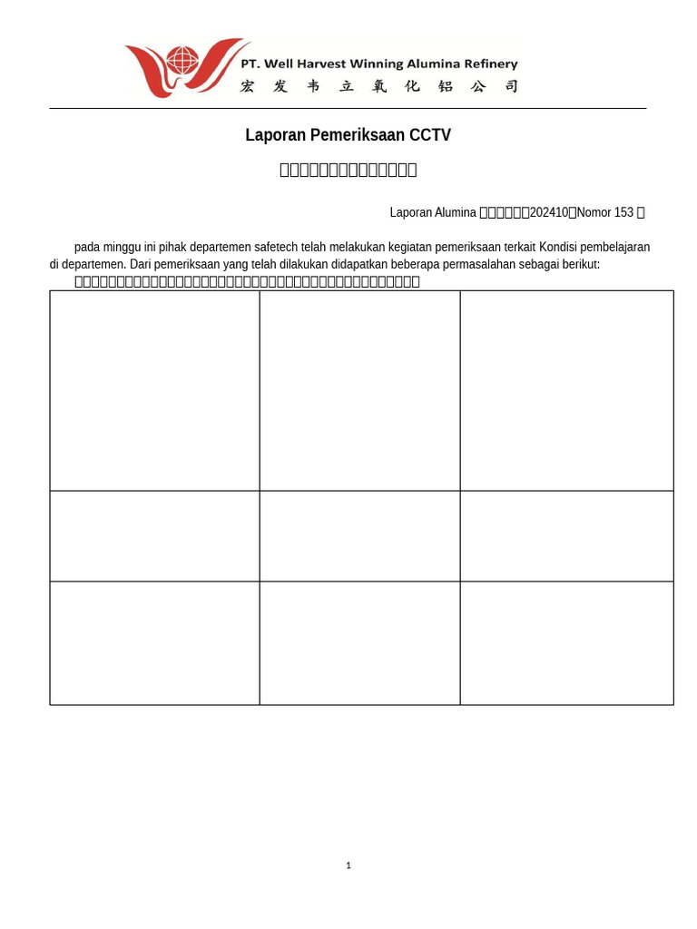Dok.Safety【2024】no 153 - Laporan Pemeriksaan CCTV | PDF