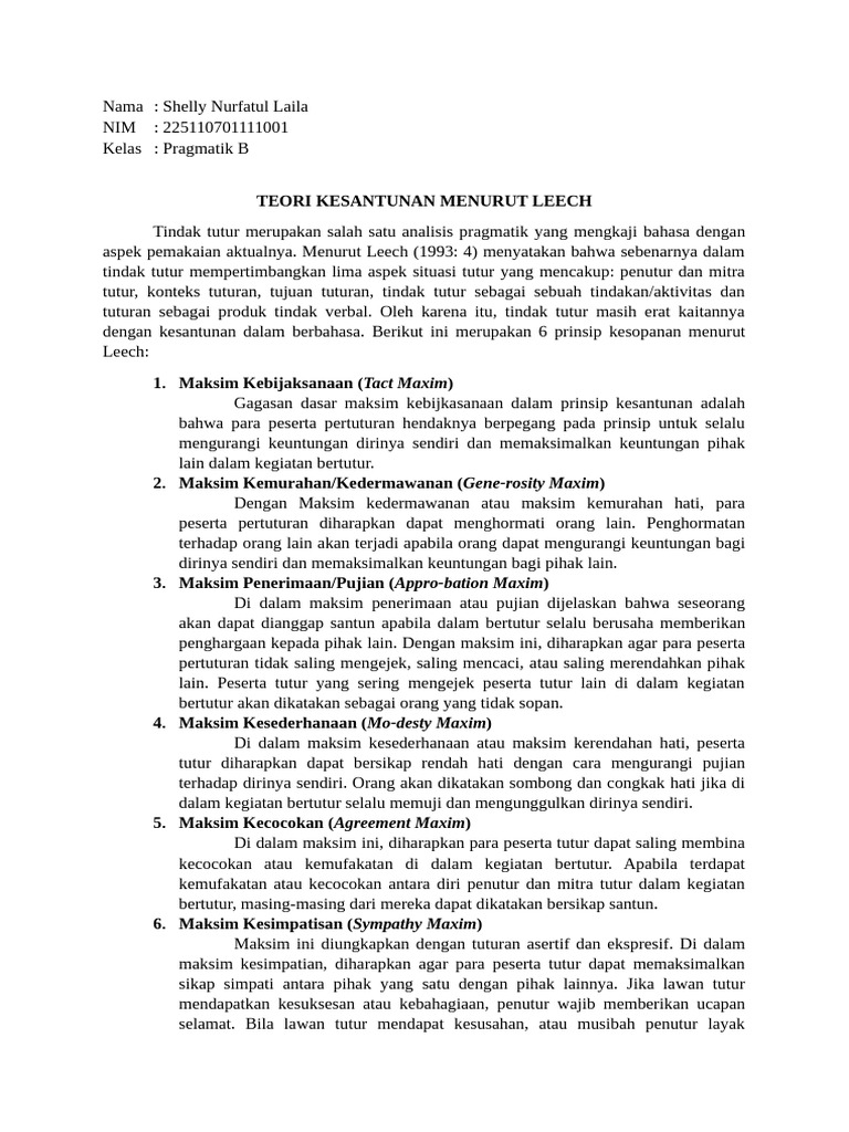 Teori Kesantunan Leech | PDF