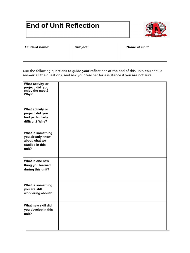 PHE End-of-unit-reflection-template .docx (1) (1) | PDF