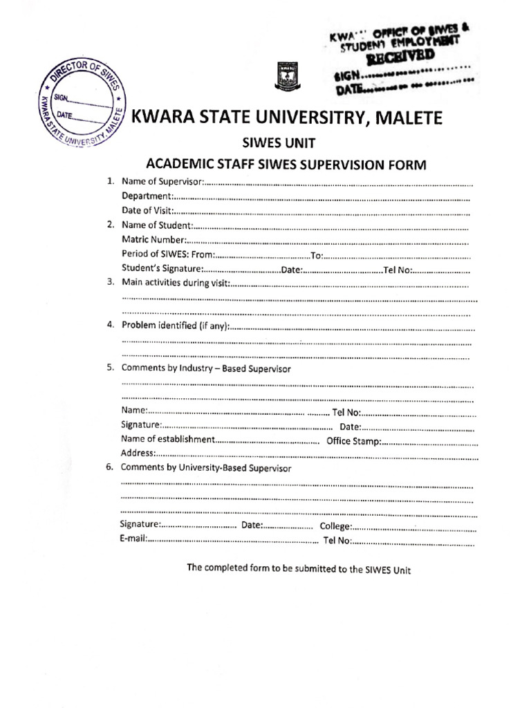 SIWES Supervision Forms New | PDF