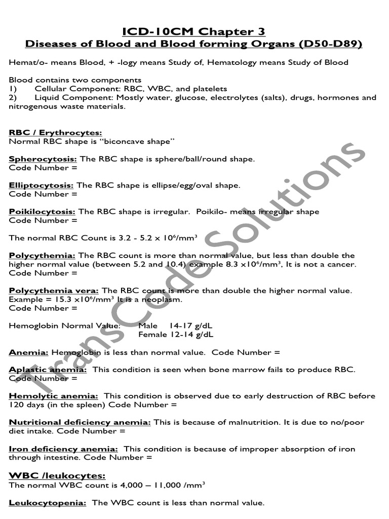 ICD Chapter 3 Notes | PDF