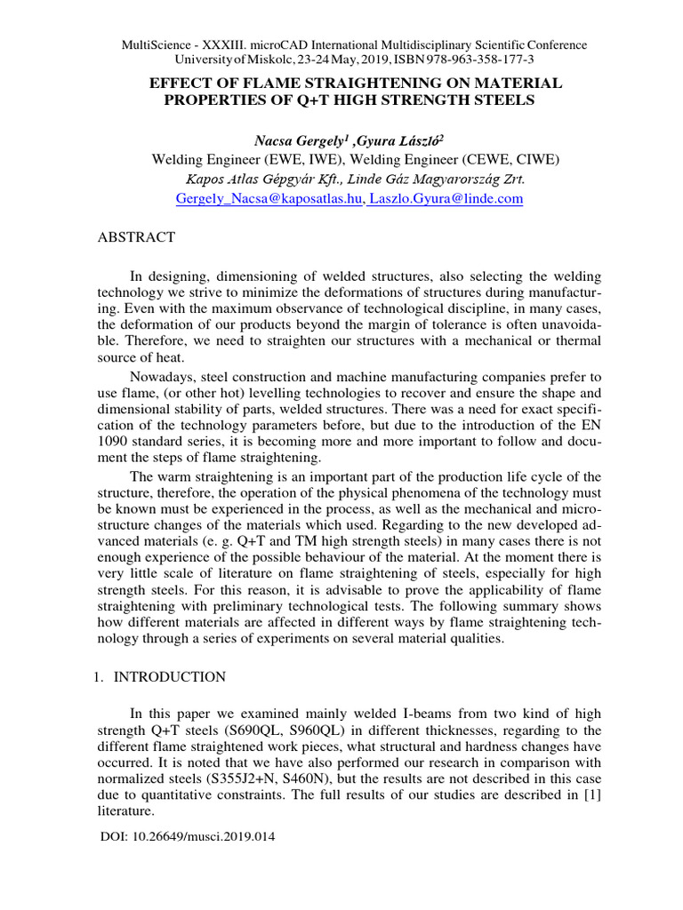 Effect of Flame Straightening On Materia | PDF