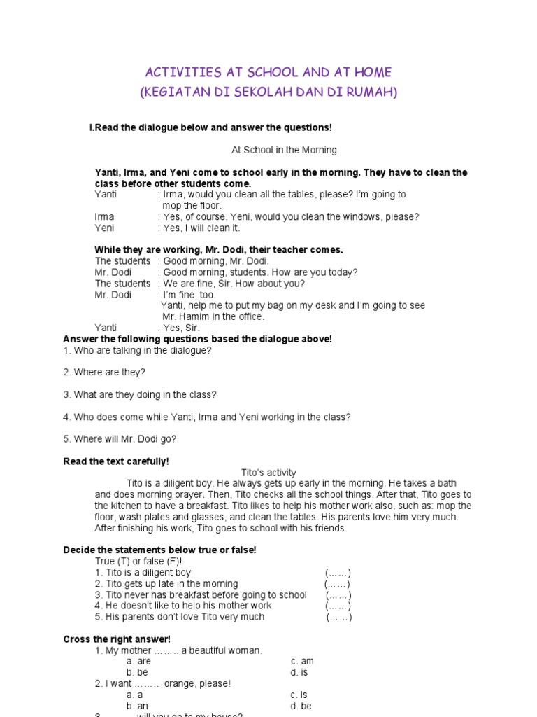 School Activities and Responsibilities | PDF | Language Arts & Discipline