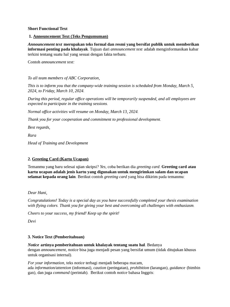 Short Functional Text | PDF