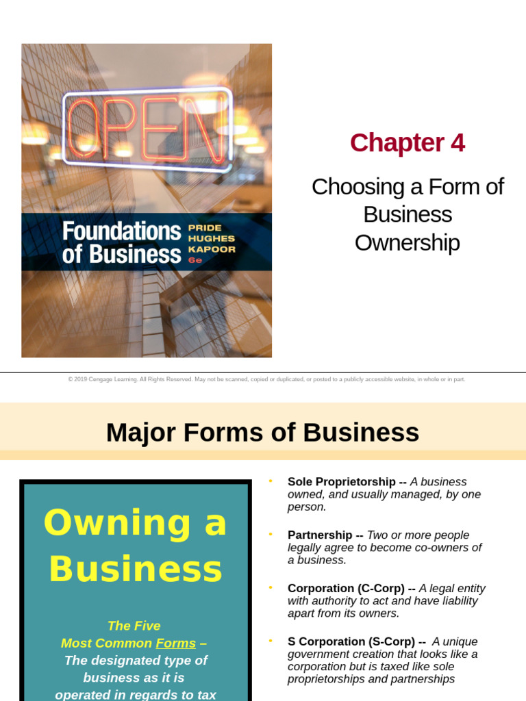 Choosing A Form of Business Ownership 1 | PDF