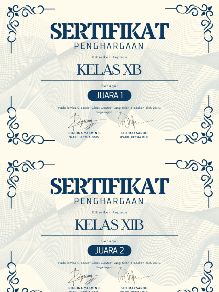 Sertifikat Cleanest Class Contest - MA_20240925_213401_0000 | PDF
