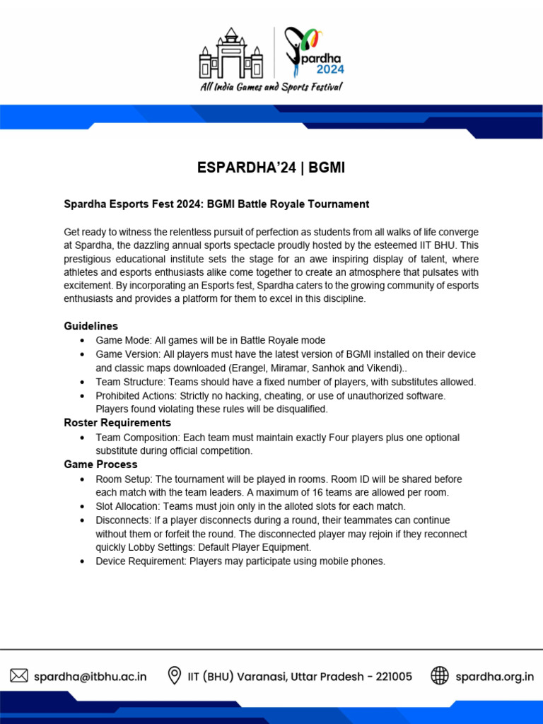 BGMI Rulebook and Guidelines ESparda'24 | PDF