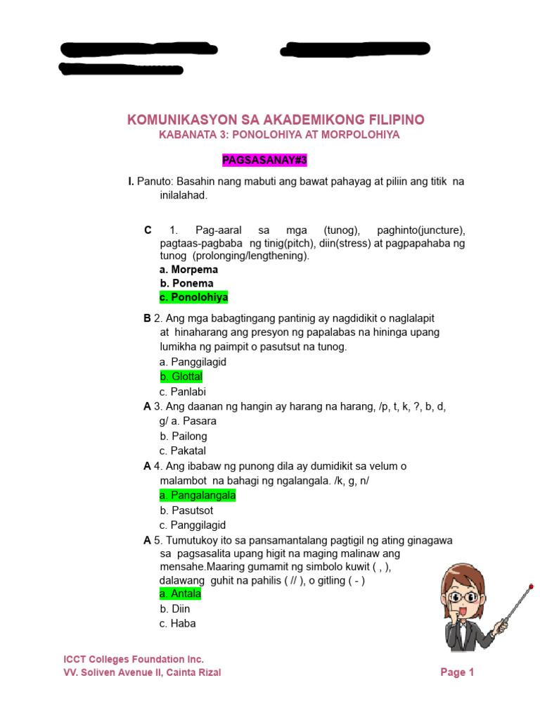 Komunikasyon Sa Akademikong Filipino 1 | PDF