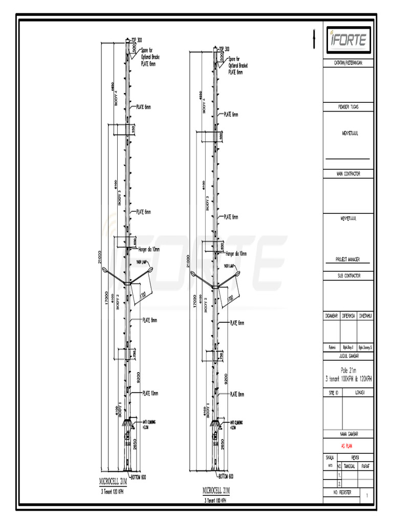 Standard Drawing Pole 21 M Hexagonal 3 Tenant IFORTE - Publish | PDF