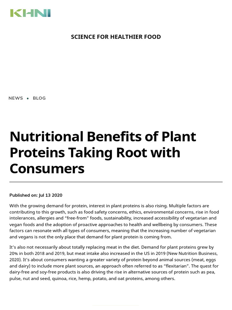 KHNI - 2020.0713 - Nutrition Benefits of Plant Protein - Kerry Health ...