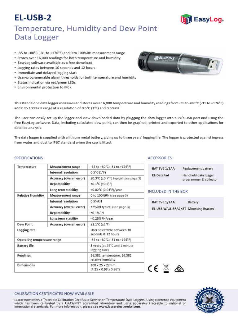 Easylog Data Logger - El Usb 2 | PDF