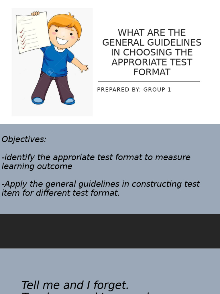 General Guidelines in Choosing Appropriate Test Format | PDF