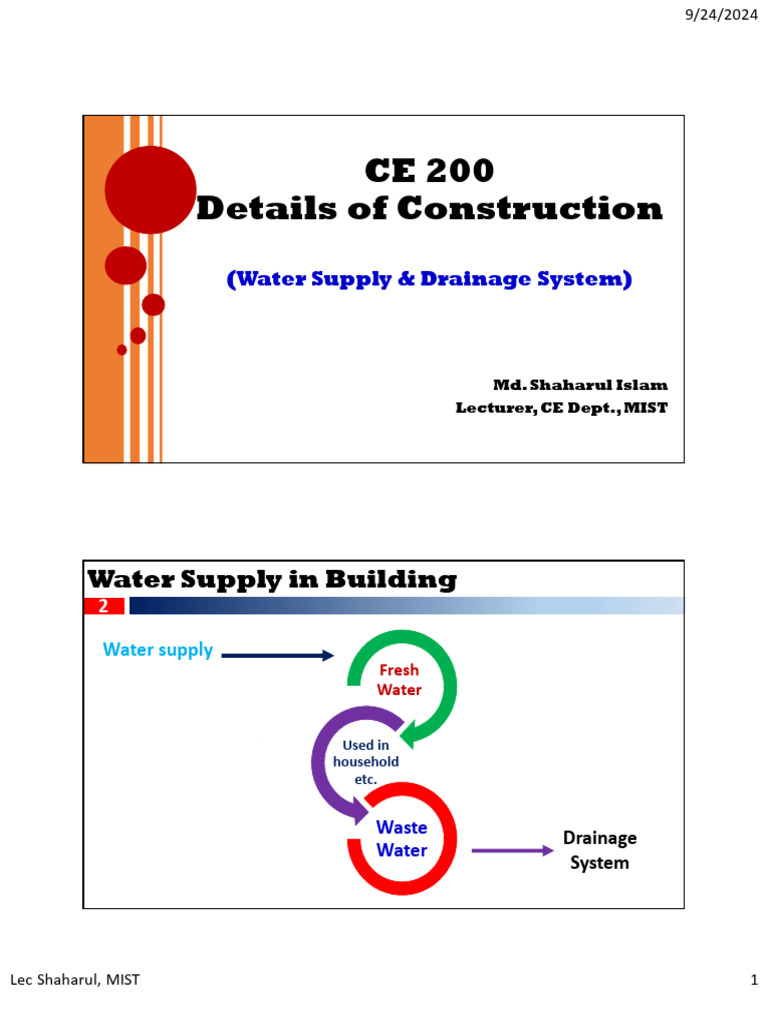 CE 200 - Water Supply System | PDF