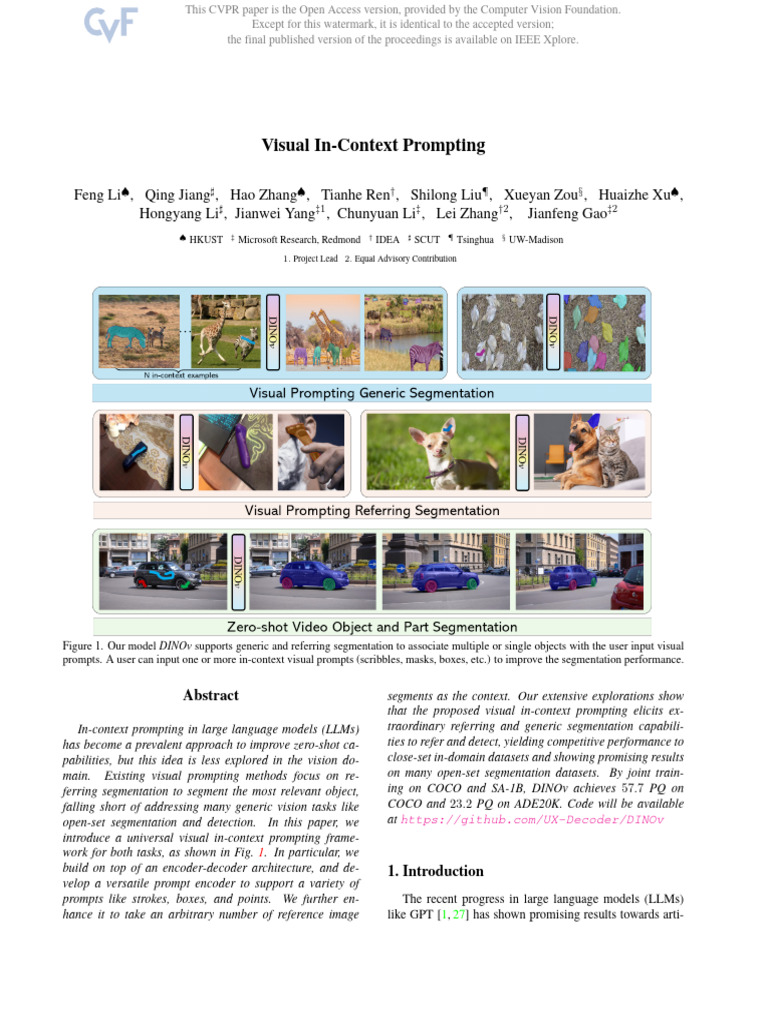 Li Visual In-Context Prompting CVPR 2024 Paper | PDF