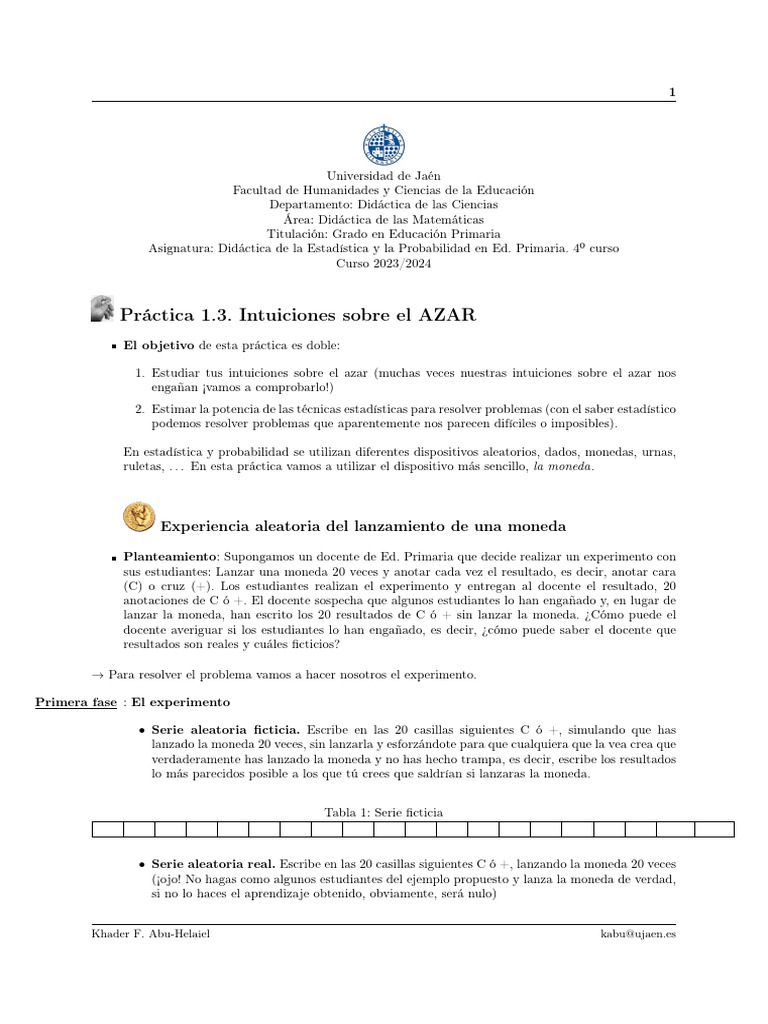 Práctica1.3 - Intuiciones Sobre El Azar | PDF