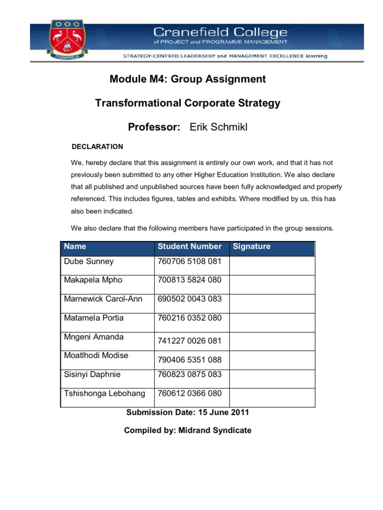 M4 - Group Assignment Final Draft | PDF | Nike | Strategic Management