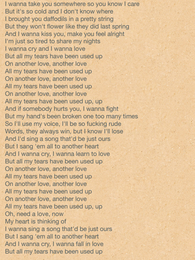 Another Love Lyrics | PDF
