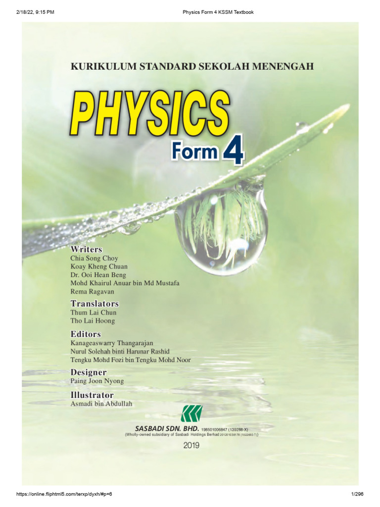 Physics Form 4 KSSM Textbook | PDF