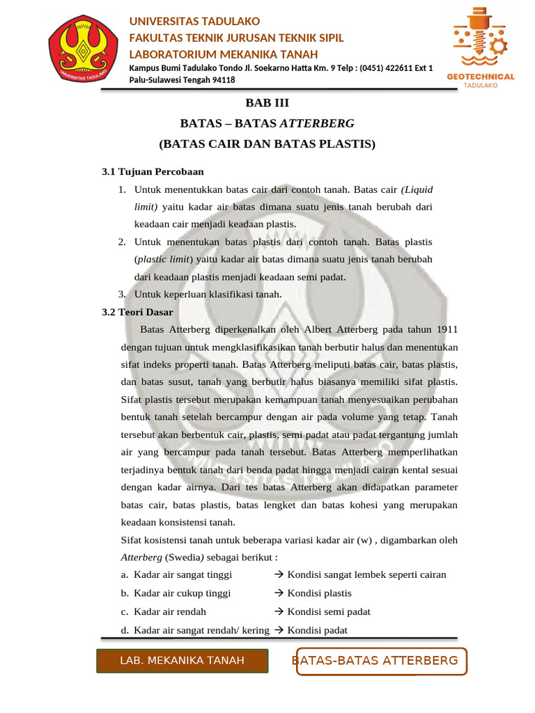 3 Batas-Batas Atterberg | PDF