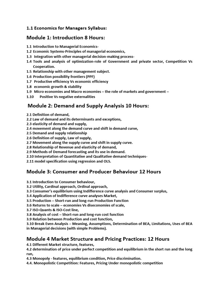 Economics For Managers MODULE 1 | PDF | Economics | Business