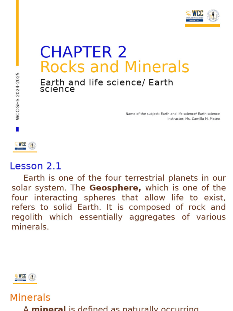 Chapter 2 Earth and Life and Earth Science Part 1 | PDF
