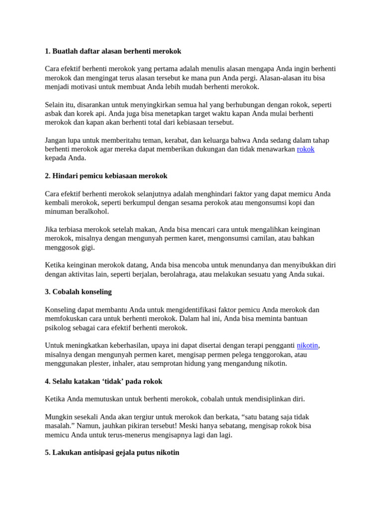 Cara Berhenti Merokok | PDF