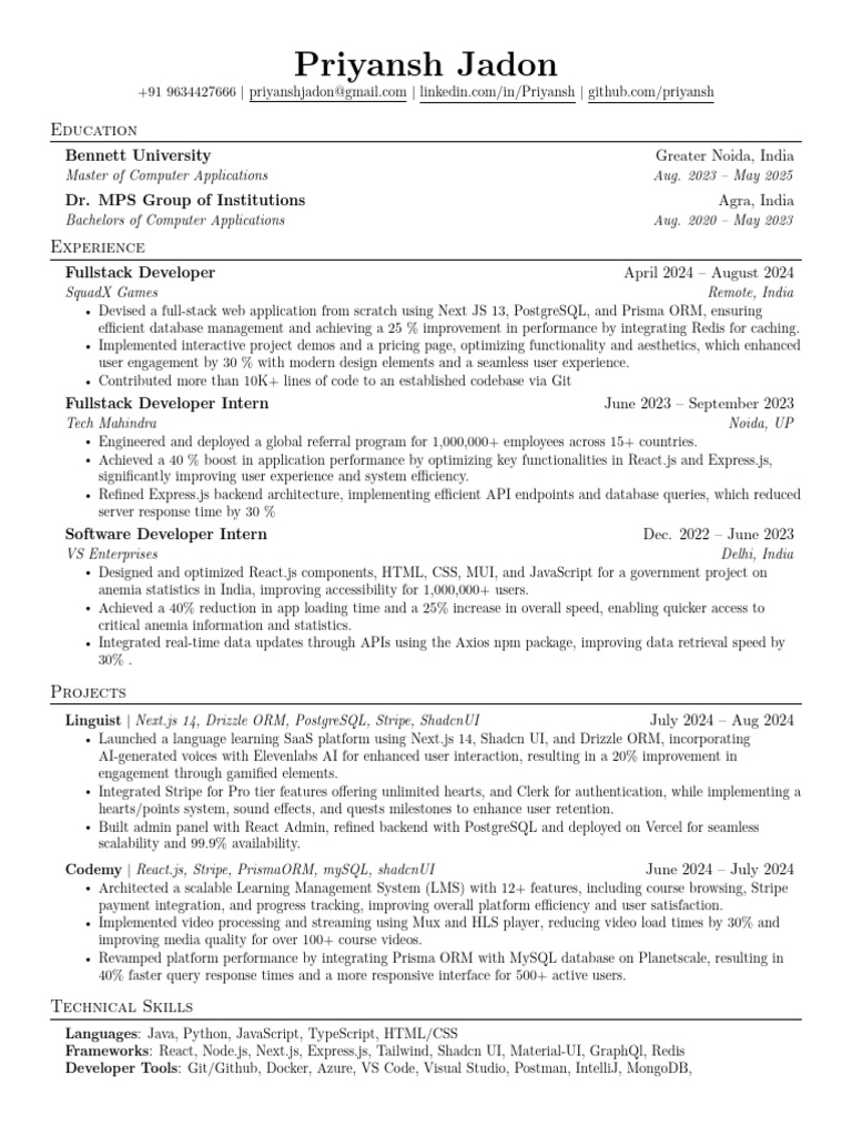 Priyansh Resume | PDF
