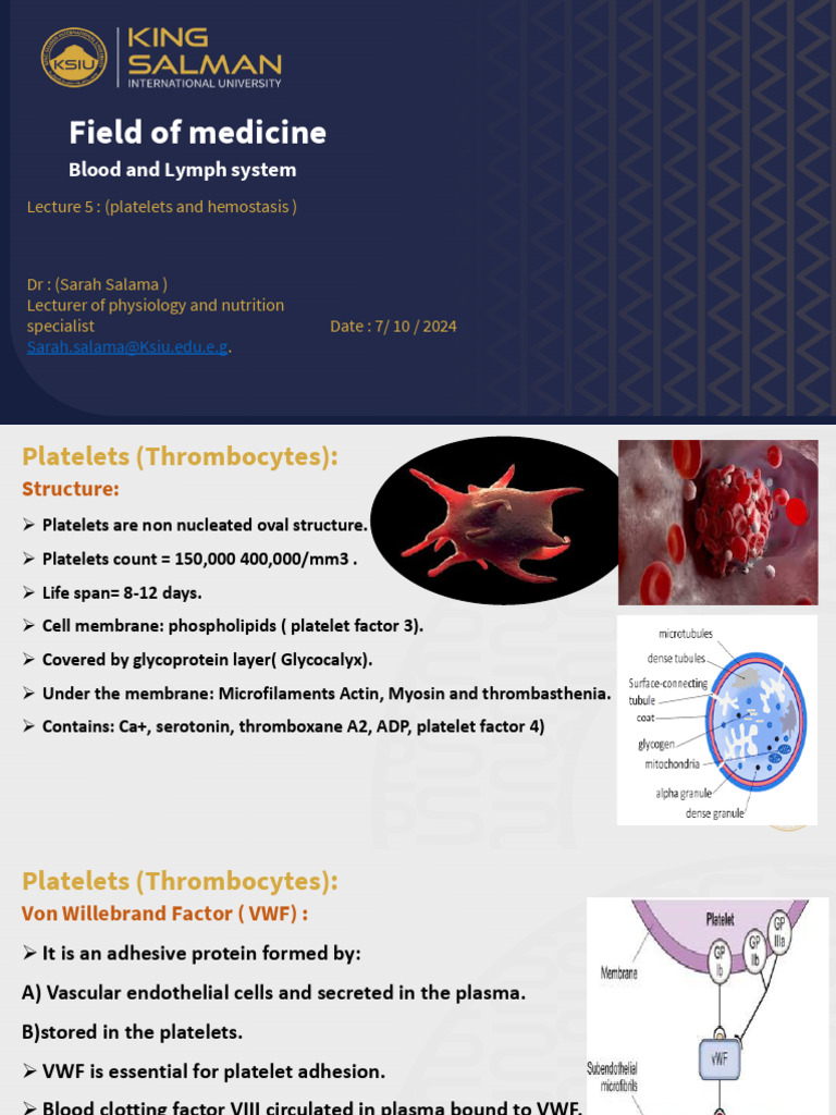 Platelets and Hemostasis | PDF